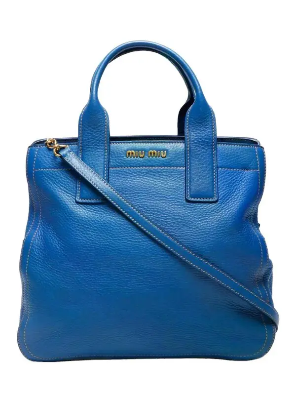 Miu Miu Leather Two-way Tote Bag - Blue