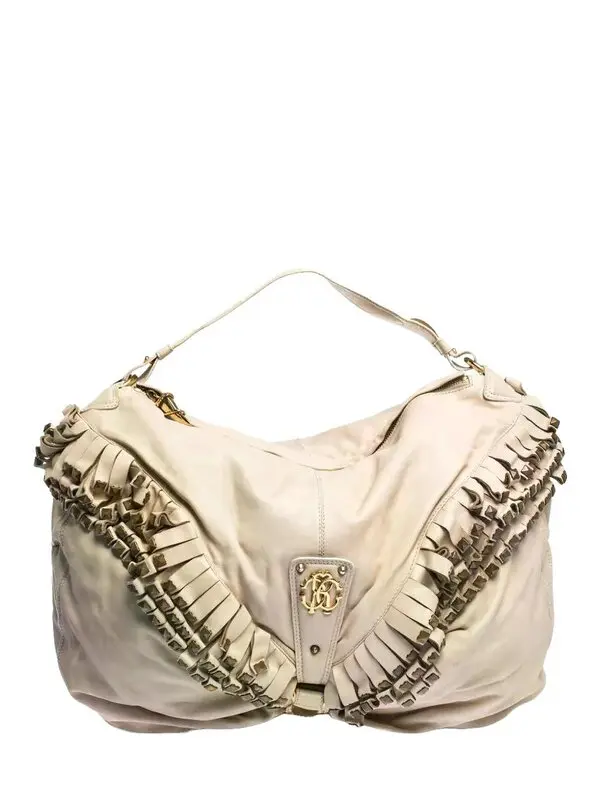 Roberto Cavalli Ruched Leather Shoulder Bag - Neutrals