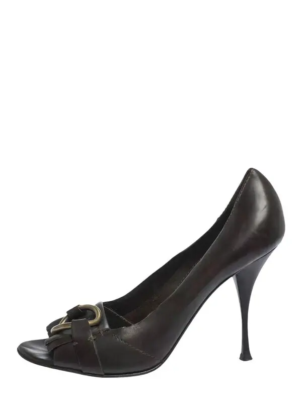 Saint Laurent 105mm Leather Heeled Pumps - Brown