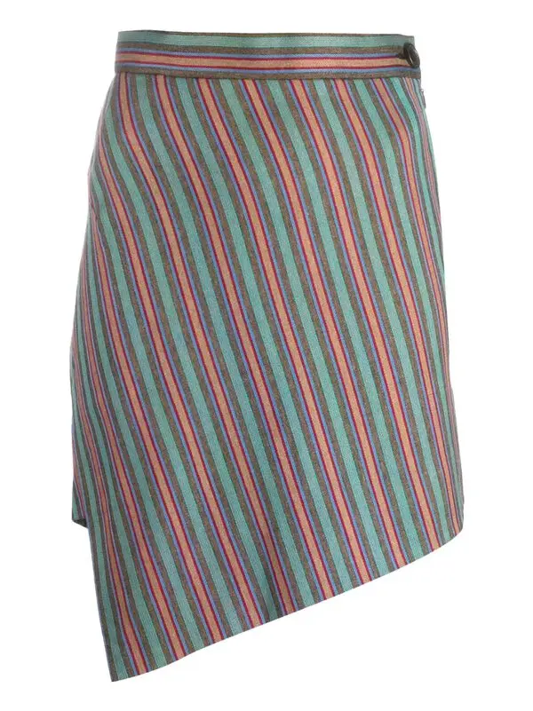 VIVIENNE WESTWOOD 2010 Striped Asymmetric Miniskirt - Green