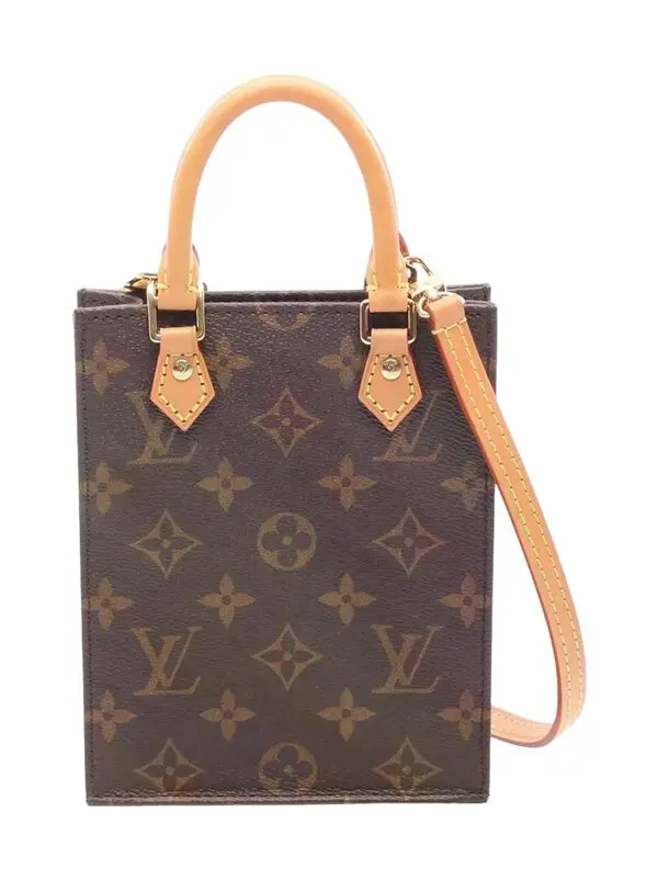 LOUIS VUITTON 2021-2025 Monogram Petit Sac Plat Satchel - Brown