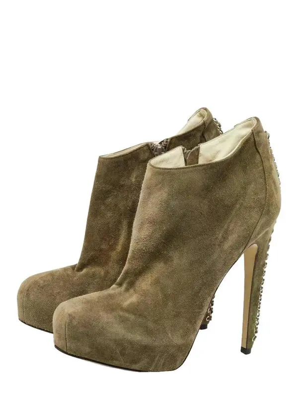 Brian Atwood 150mm Suede Chain Boots - Green