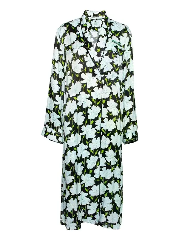 Off-White Floral-print Coat - Green