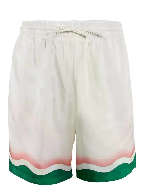 Casablanca Le Jeu De Ping Pong Diagonal-striped Swim Shorts - White