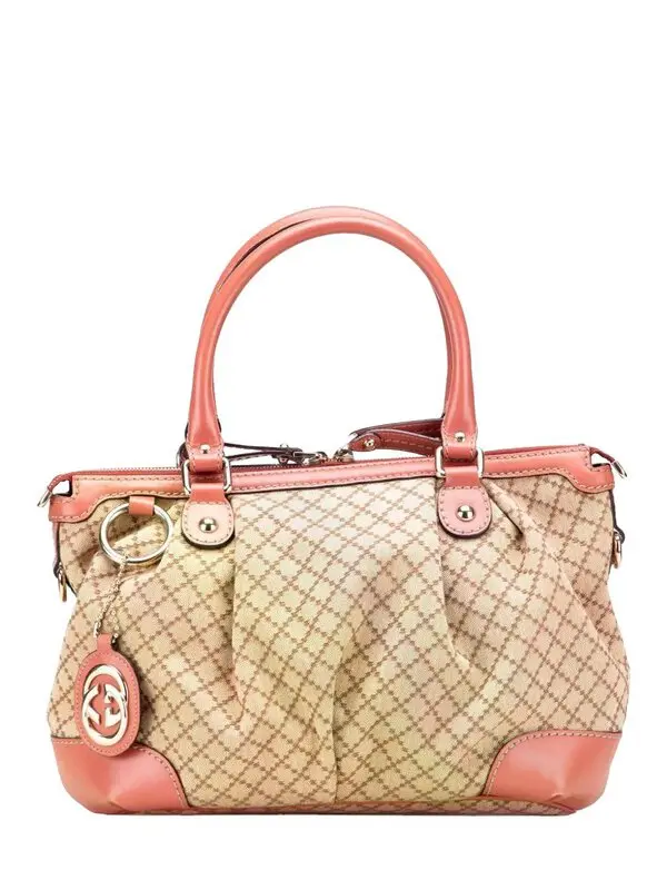 Gucci Diamante Canvas Sukey Satchel - Brown