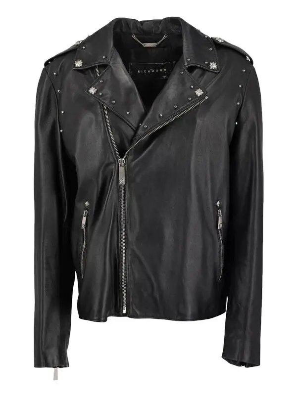John Richmond Leather Biker Jacket - Black