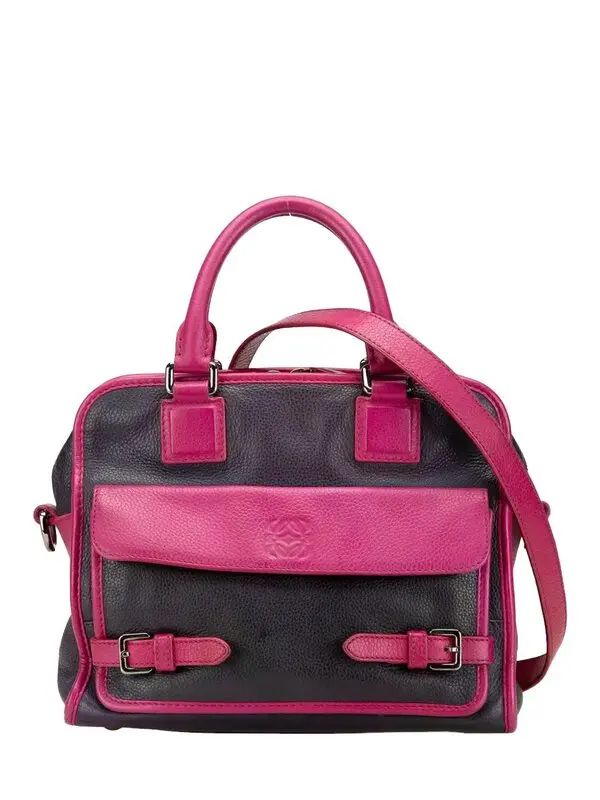 Loewe 2015 Grained Bicolor Calfskin Cruz Satchel - Blue