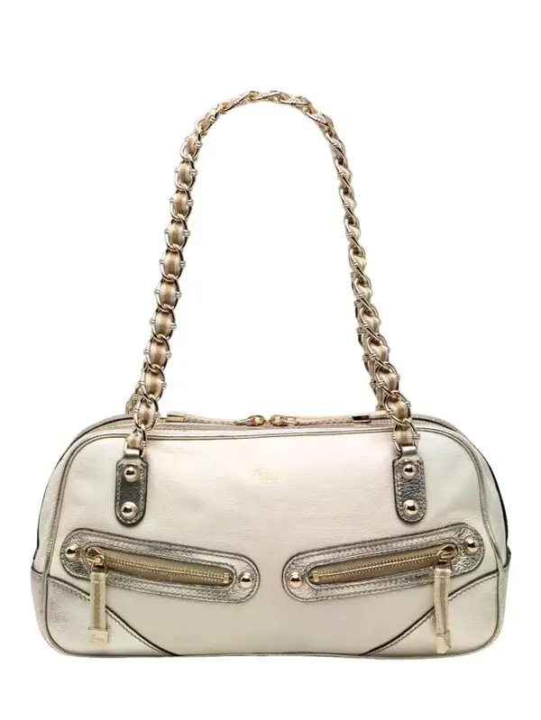 Gucci Small Leather Web Capri Shoulder Bag - Silver