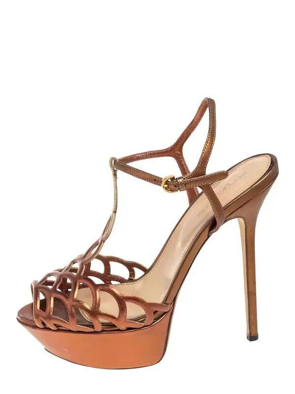 SERGIO ROSSI 140mm Leather Sandals - Orange
