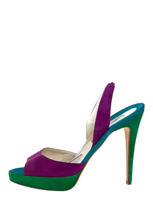Brian Atwood 125mm Slingback Platform Sandals - Green