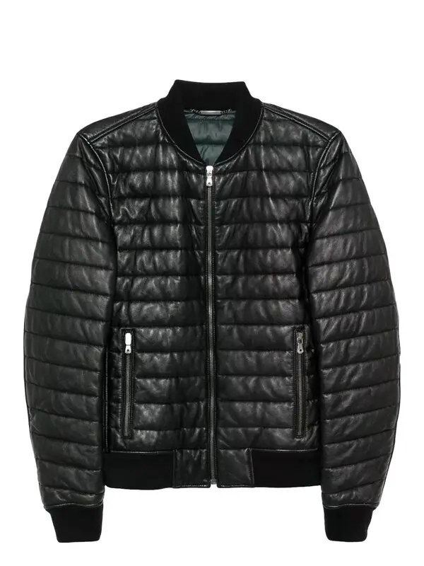 Dolce & Gabbana Leather Bomber Jacket - Black