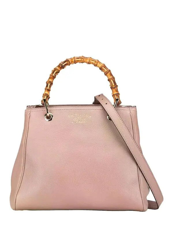Gucci 2000-2015 Small Calfskin Bamboo Shopper Satchel - Pink