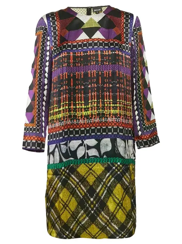 Just Cavalli Geometric-print Mini Shift Dress - Purple