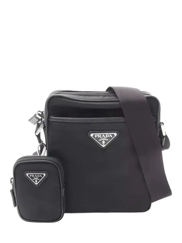 Prada Triangle Logo Crossbody Bag - Black