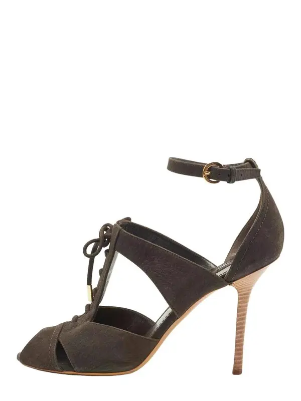 LOUIS VUITTON 105mm Peep-toe Lace-up Sandals - Brown