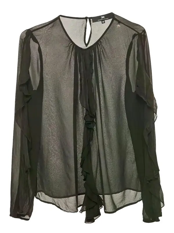 Elisabetta Franchi Sheer Ruffled Blouse - Black