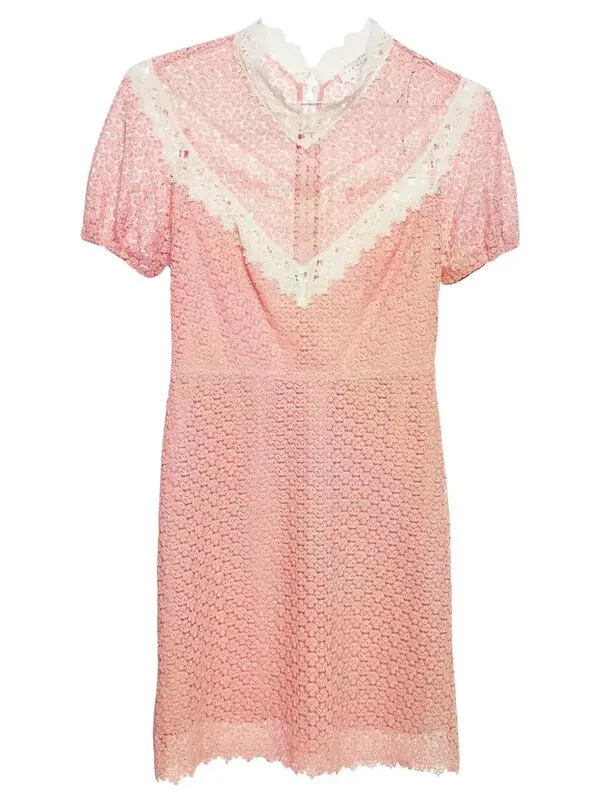 Sandro Lace Puff-sleeve Dress - Pink