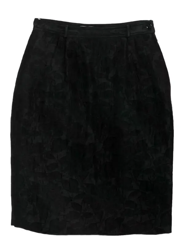 Valentino Garavani 1980s Floral-pattern Silk Skirt - Black