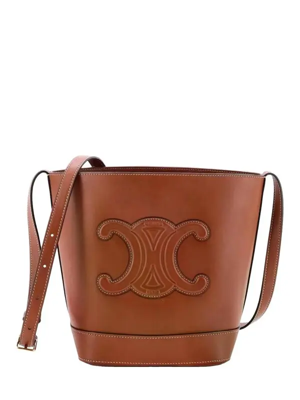 Celine Cuir Triomphe Leather Small Bucket Bag - Brown