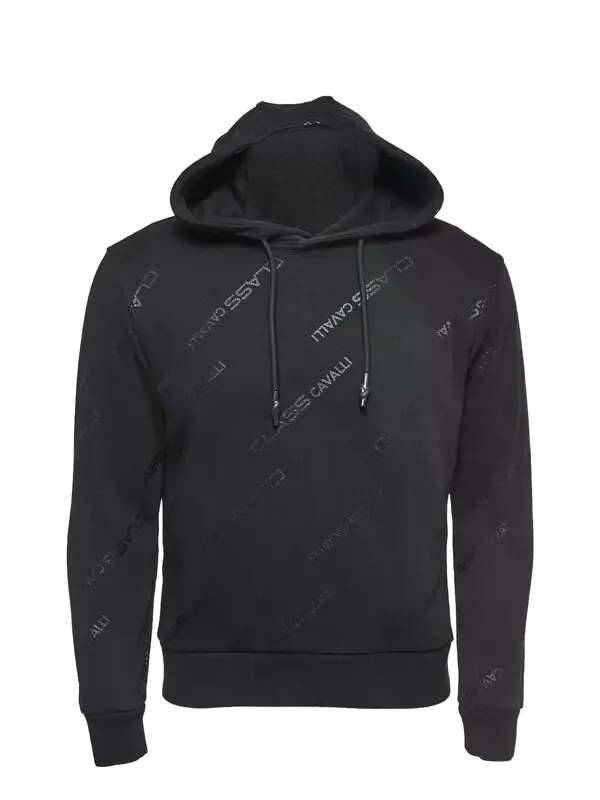 Just Cavalli Embroidered Cotton Hoodie - Black