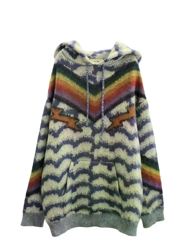 Celine 2010s Rainbow-pattern Hoodie - White