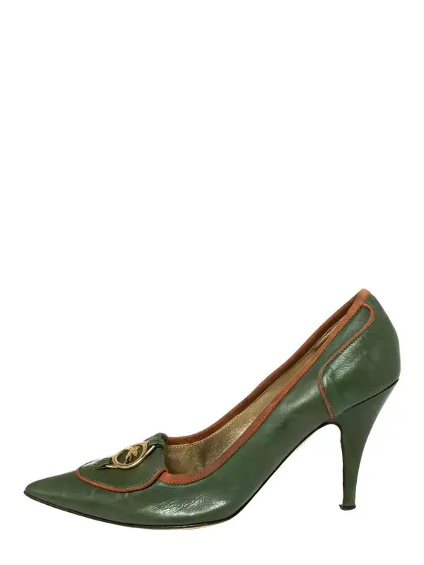 Etro 90mm Leather Heeled Pumps - Green