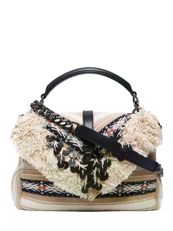 Saint Laurent Collége Jacquard Shoulder Bag - Neutrals