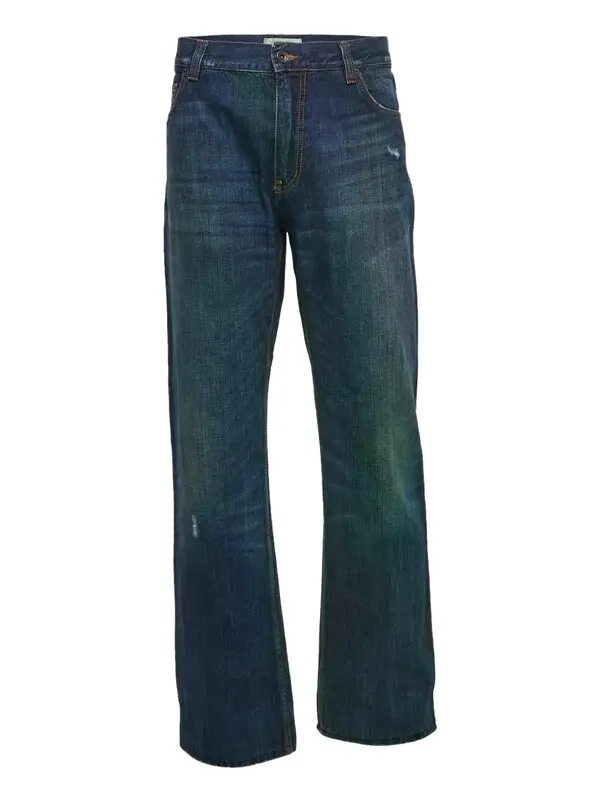 Moschino Distressed Straight-leg Jeans - Blue