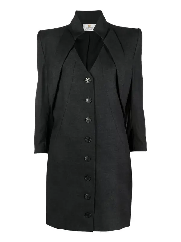 Givenchy 1990s Layered Single-breasted Coat - Black