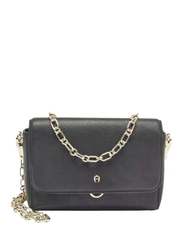 AIGNER Leather Chain Shoulder Bag - Black