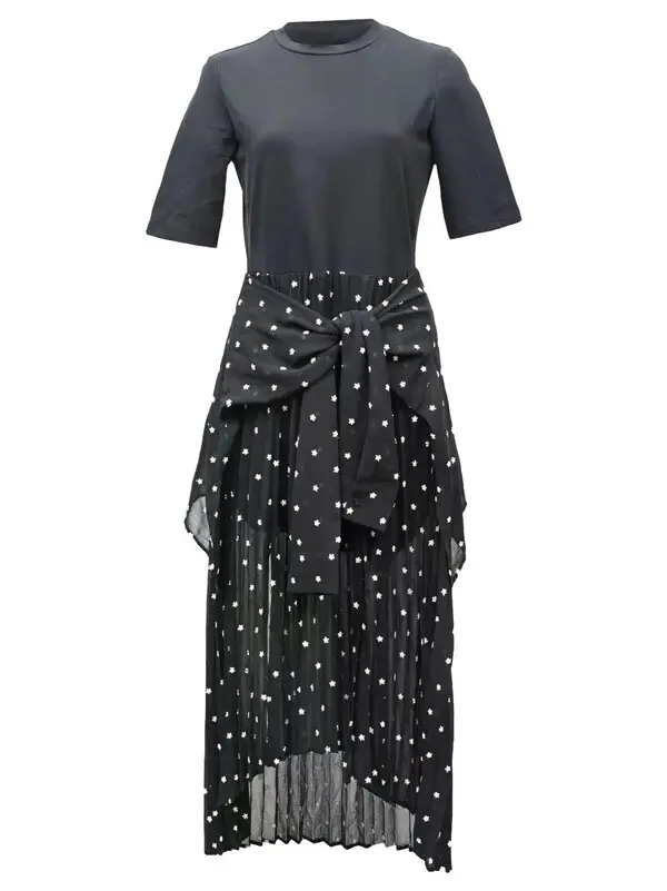 Maje Rivolo Pleated Star Midi Dress - Black