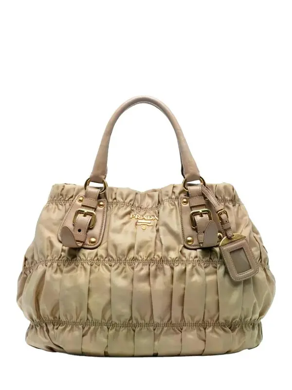 Prada Tessuto Gaufre Satchel - Brown