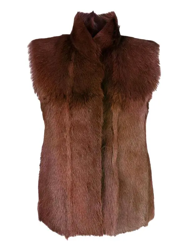 Hermès Sleeveless Fur Jacket - Brown