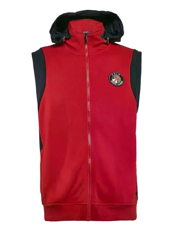 POLO RALPH LAUREN VINTAGE Hooded Knit Sleeveless Jacket - Red