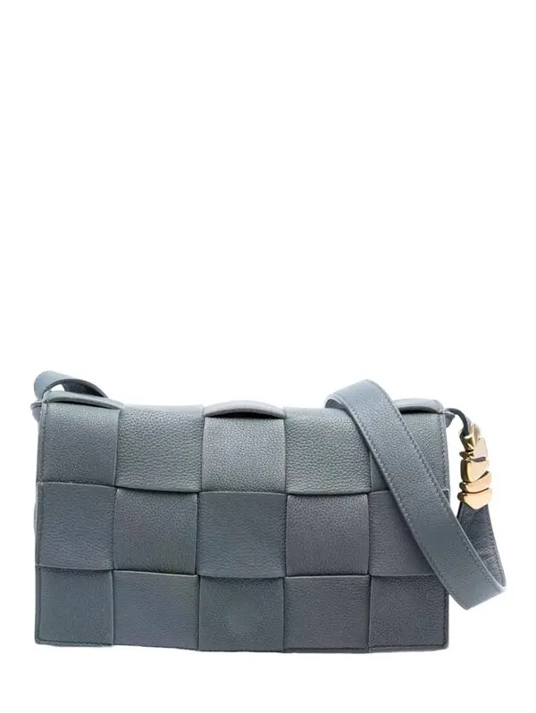 Bottega Veneta 2012-2025 Grained Calfskin Intrecciato Cassette Crossbody Bag - Grey