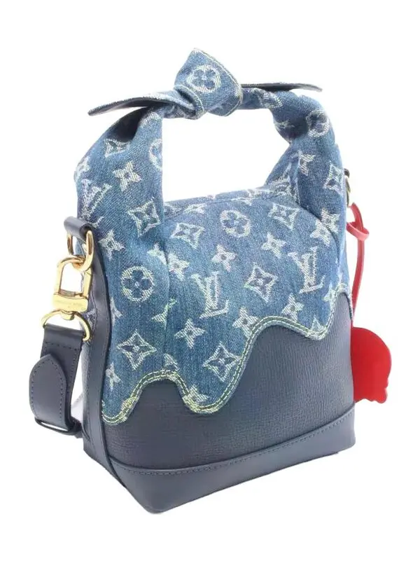 LOUIS VUITTON 2021-2025 Nigo Monogram Denim And Taurillon Japanese Cruiser Bag - Blue