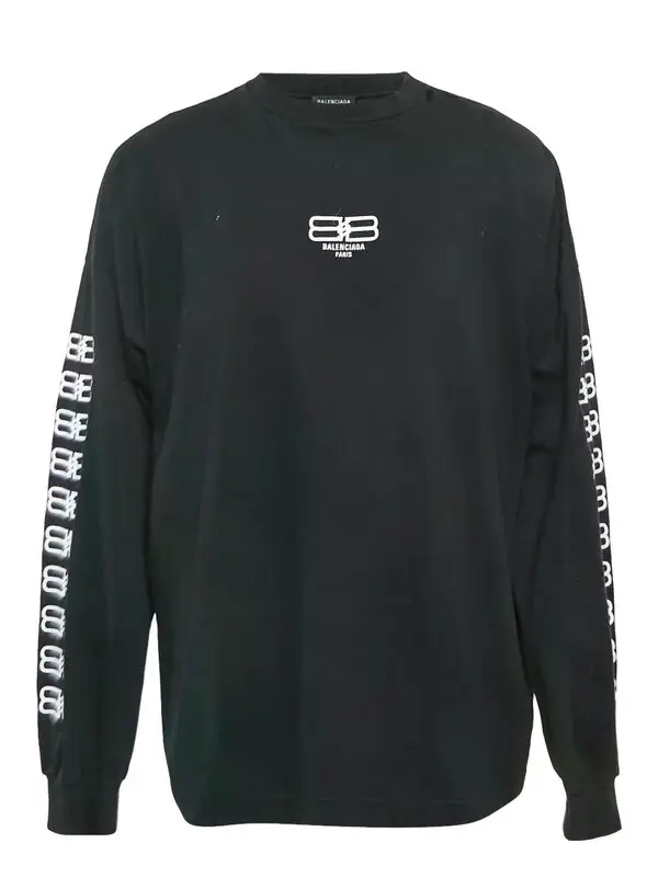 Balenciaga Logo-print Long-sleeved T-shirt - Black