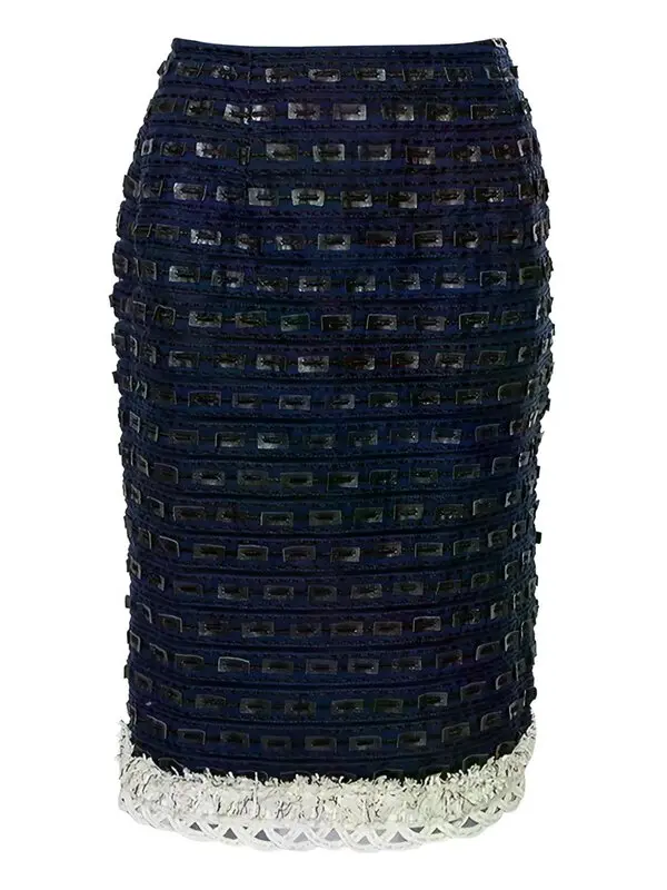 Oscar De La Renta Knitted Midi Skirt - Blue