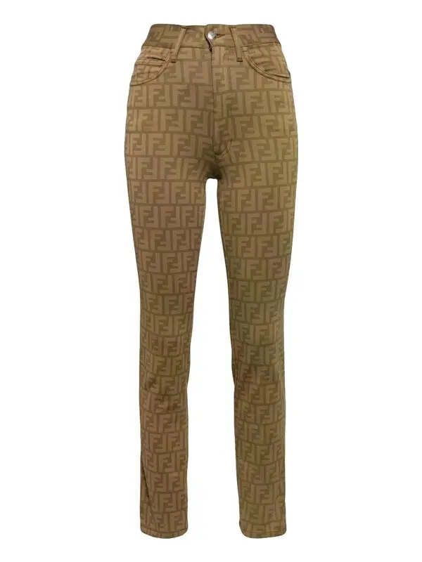 Fendi Zucca-print High-rise Skinny Jeans - Brown