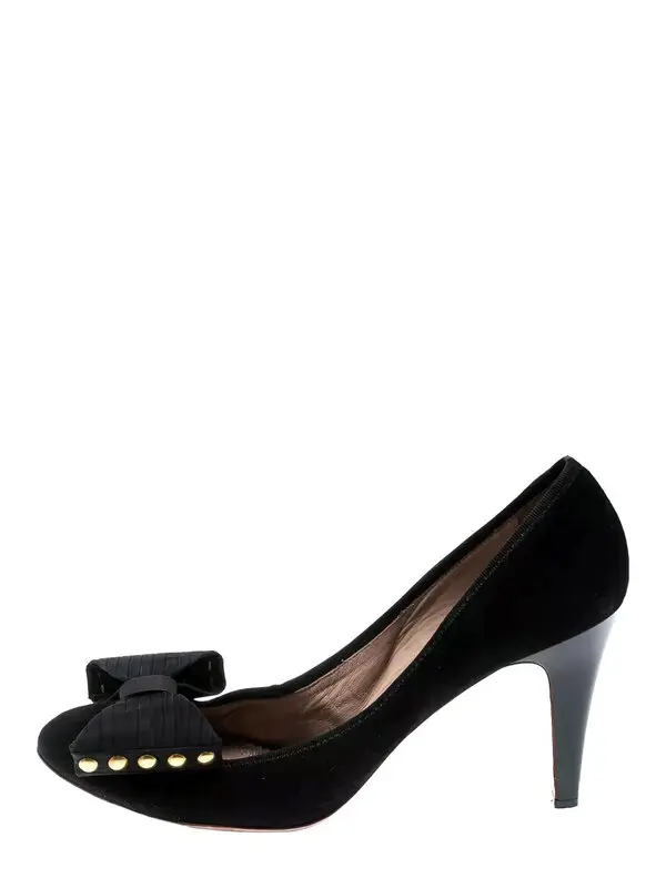 Chloé 85mm Bow-embellished Suede Pumps - Black