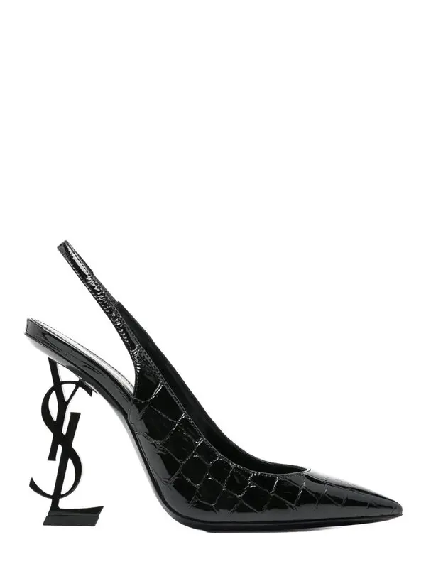 Saint Laurent 100mm Crocodile-embossed Slingback Pumps - Black