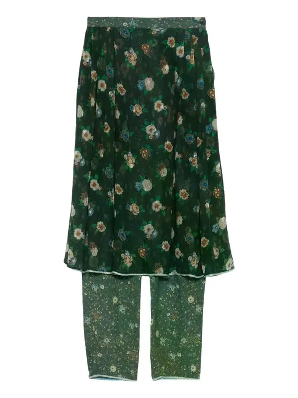 Versace Floral-print Skirt - Green