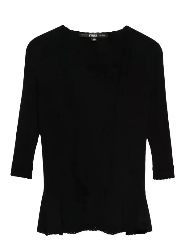 Gianfranco Ferre 1990s Ribbed Peplum Top - Black
