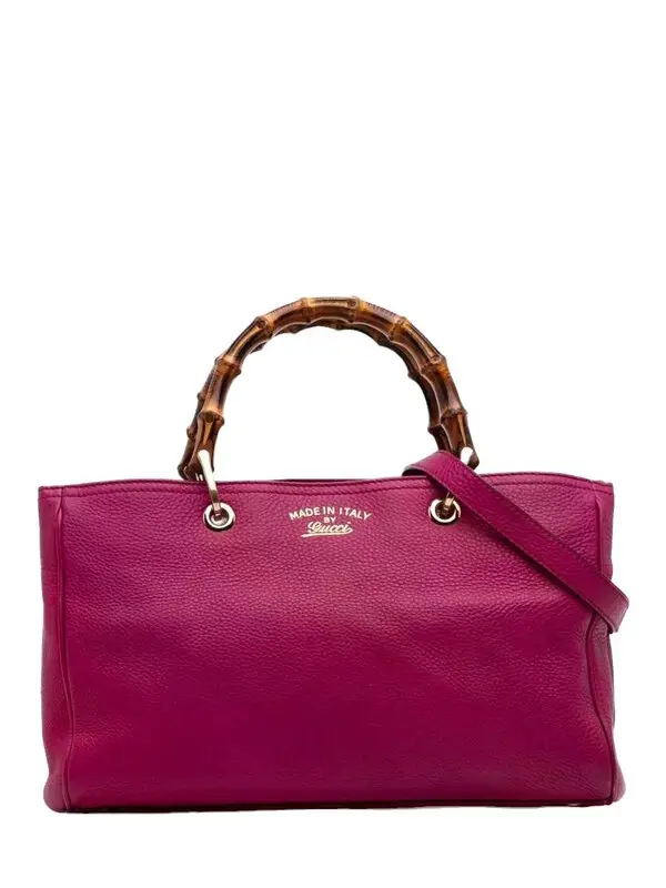 Gucci Calfskin Bamboo Shopper Satchel - Pink