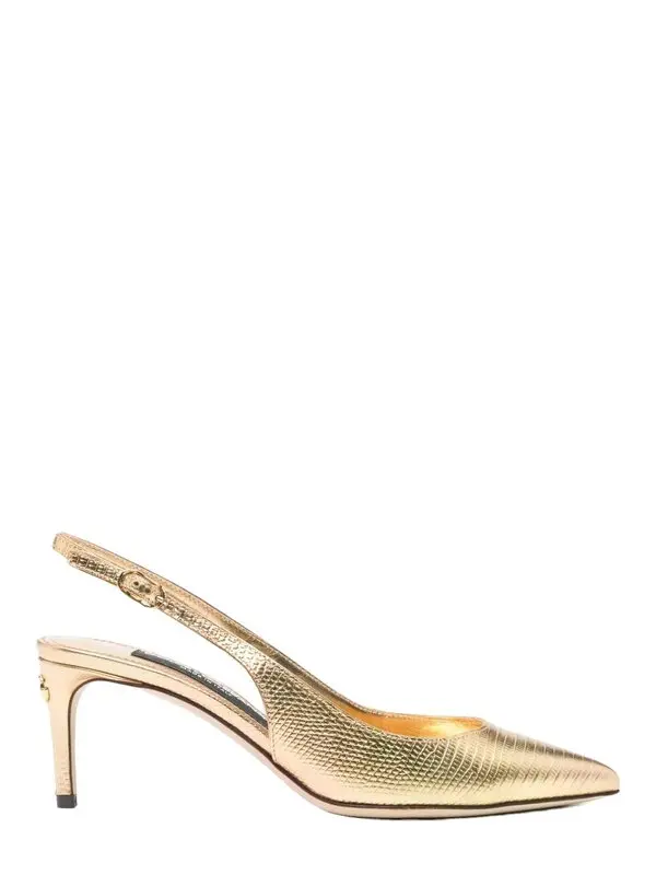 Dolce & Gabbana 70mm Slingback Leather Pumps - Gold
