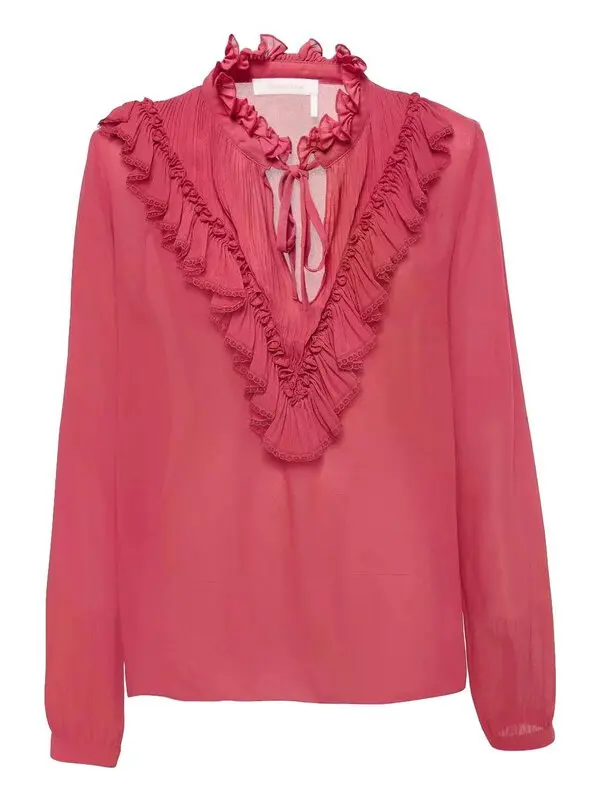 See By Chloé Ruffled V-neck Blouse - Pink
