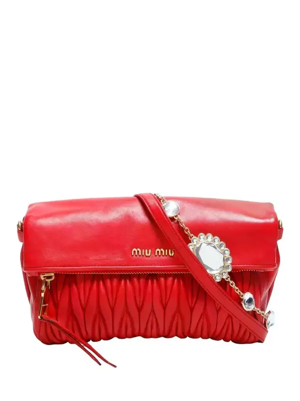 Miu Miu 2000-2020 Matelassé Shoulder Bag - Red