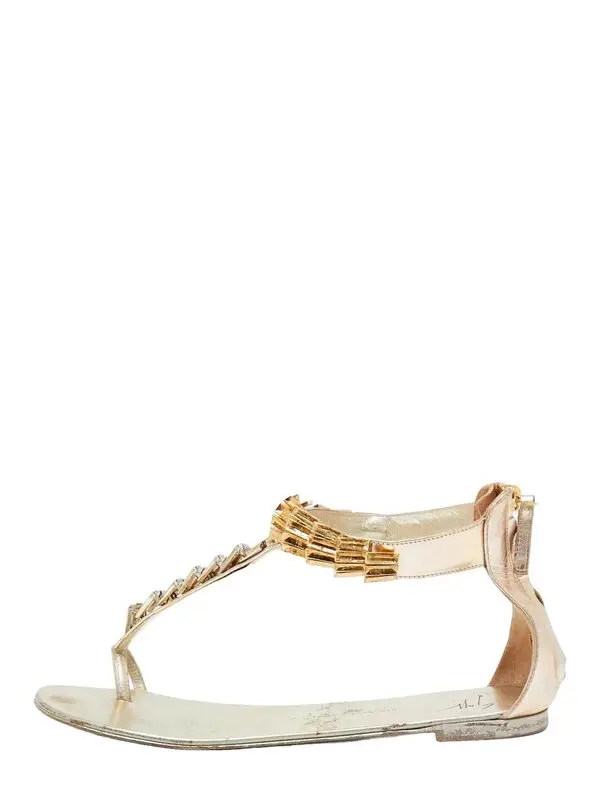GIUSEPPE ZANOTTI Embellished Flat Sandals - Gold