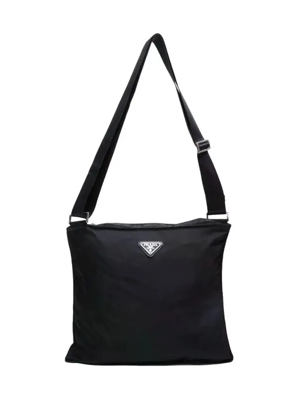 Prada 1990-2000 Logo-triangle Shoulder Bag - Black