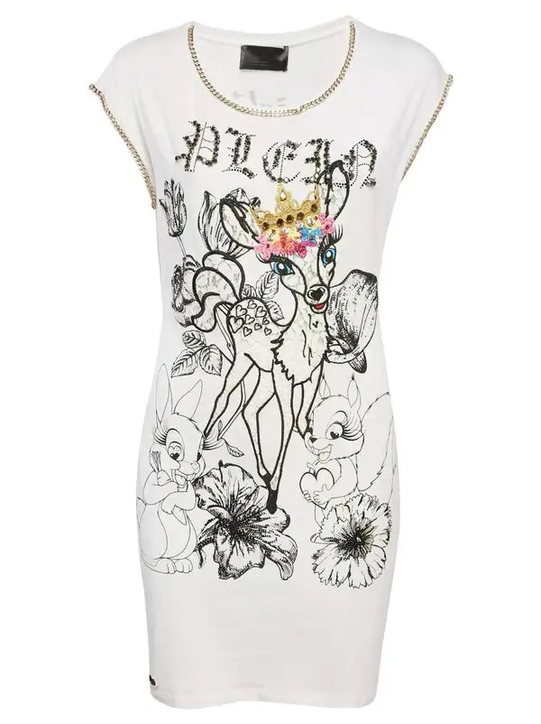 Philipp Plein Deer-embellishment Mini-dress - White